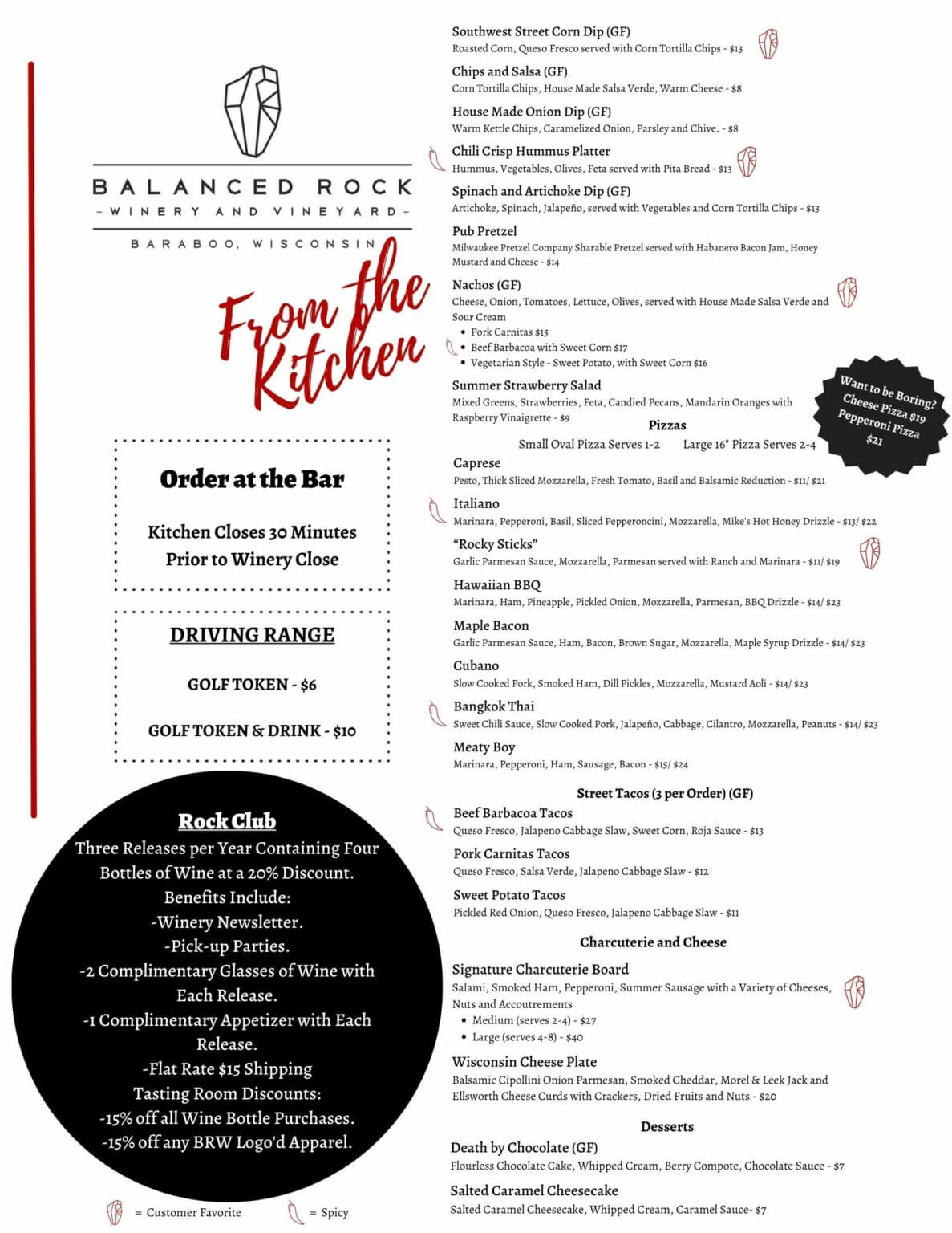 Our Menu - Balanced Rock Winery